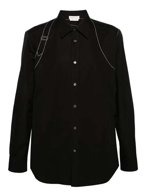 Alexander McQueen Decorative-stitching Cotton Shirt - Black