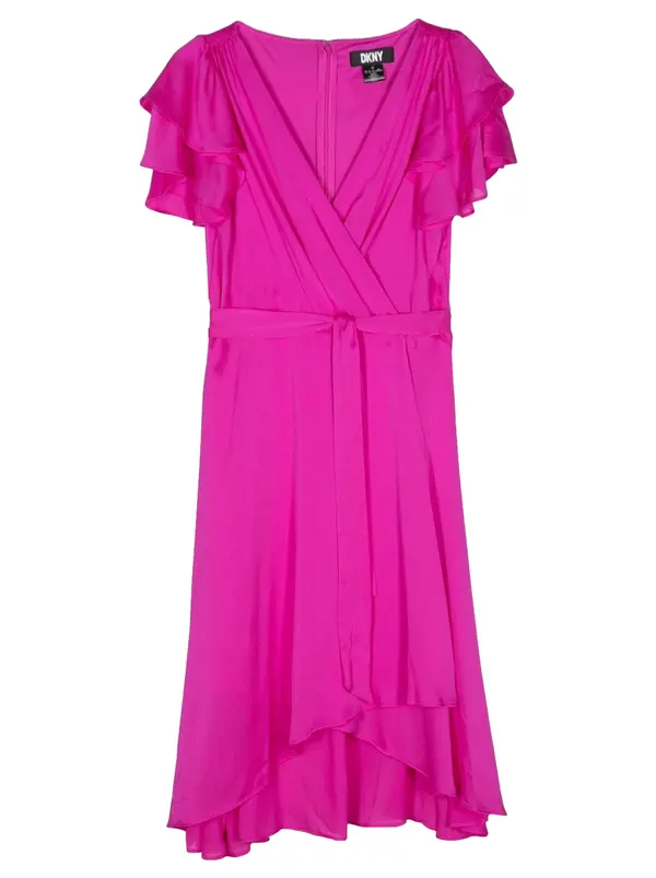 Dkny Ruffle-detail Midi Dress - Pink