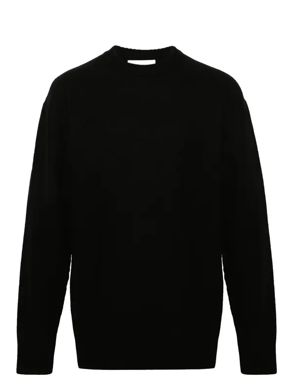 JIL SANDER Crew-neck Boiled Wool Jumper - Black