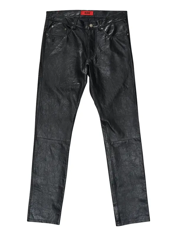 424 Slim-fit Leather Trousers - Black