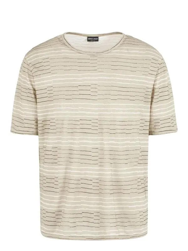 Giorgio Armani Striped Linen T-shirt - Neutrals