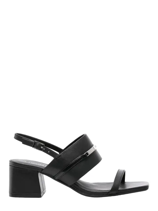 Calvin Klein 55mm Logo-plaque Leather Sandals - Black