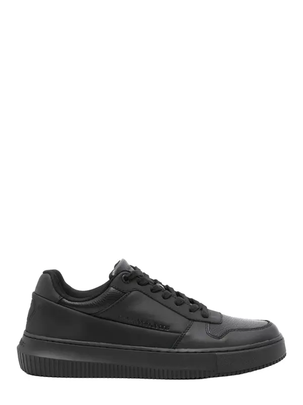 Calvin Klein Logo-debossed Leather Sneakers - Black