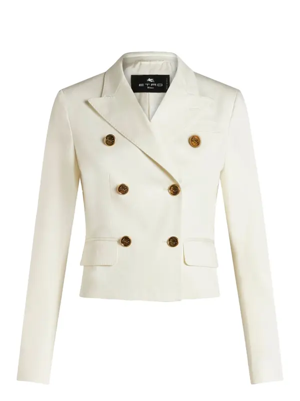 Etro Logo-embossed Double-breasted Jacket - White