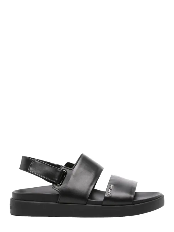 Calvin Klein Lettering Leather Sandals - Black