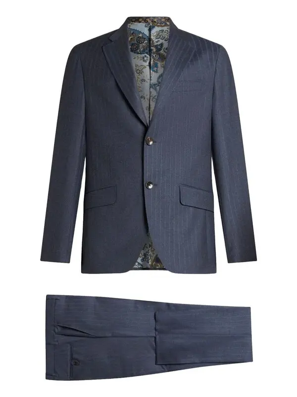 Etro Striped Wool Two-piece Suit - Blue