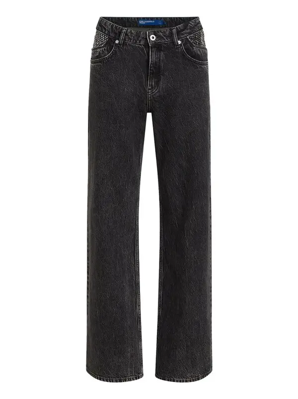 Karl Lagerfeld Chain-panel Straight-leg Jeans - Grey