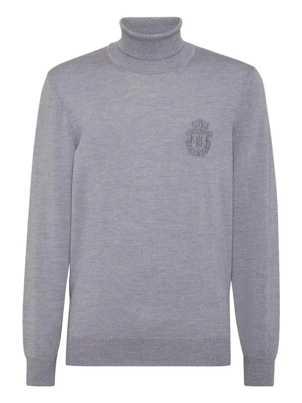 BILLIONAIRE Monogram-embroidered Turtleneck - Grey