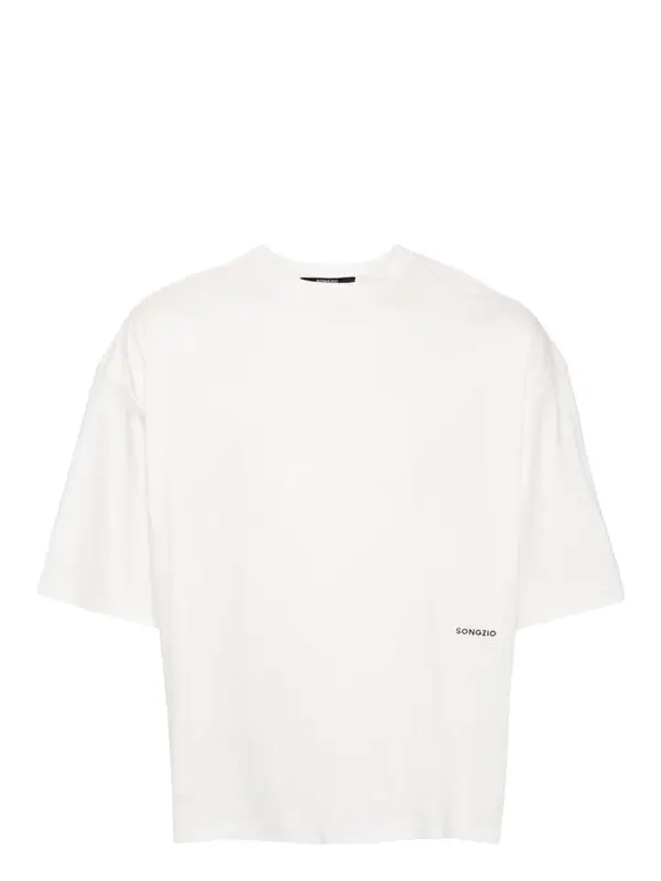 SONGZIO Logo-embroidered Panel-detail T-shirt - White