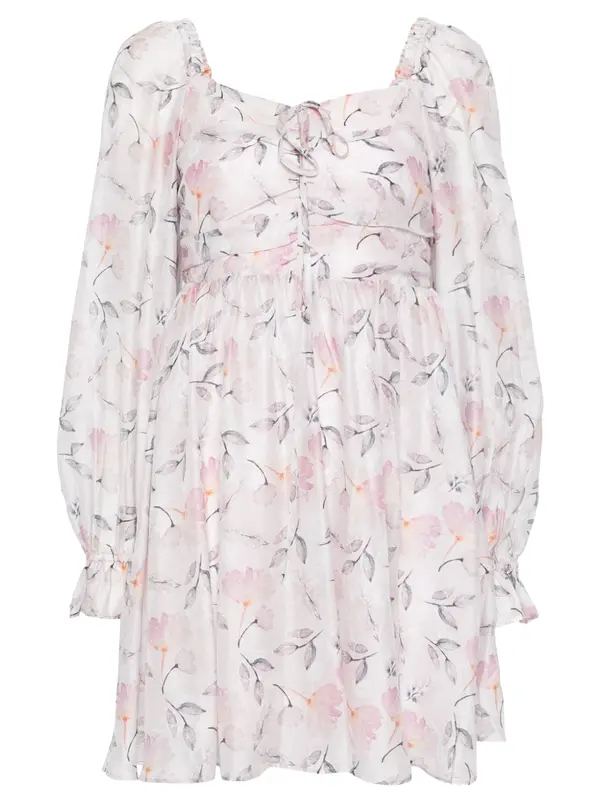 B+AB Floral-print Pleat-detail Midi Dress - Pink