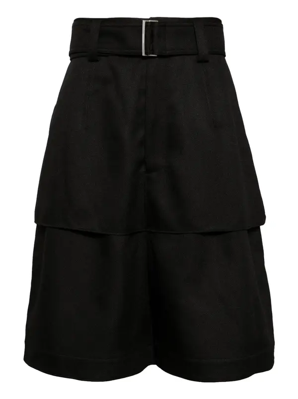SONGZIO Layered Wide-leg Shorts - Black