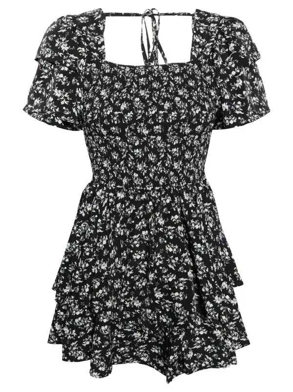 B+AB Floral-print Mini Dress - Black