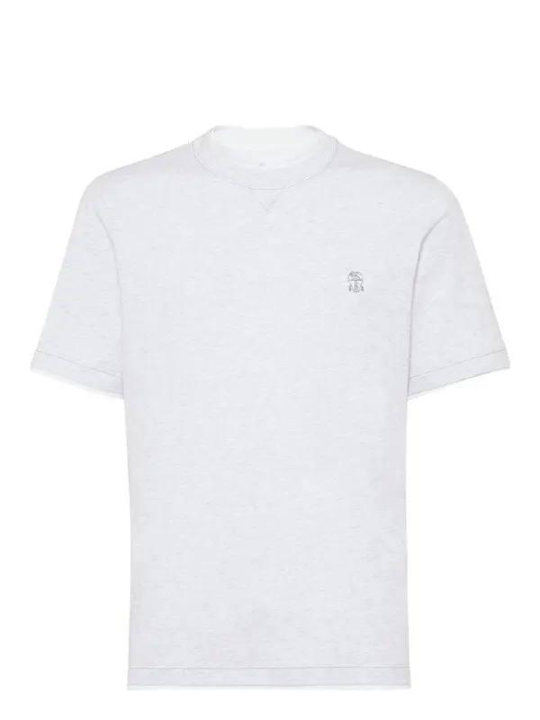 Brunello Cucinelli Logo-embroidered Crew-neck T-shirt - White