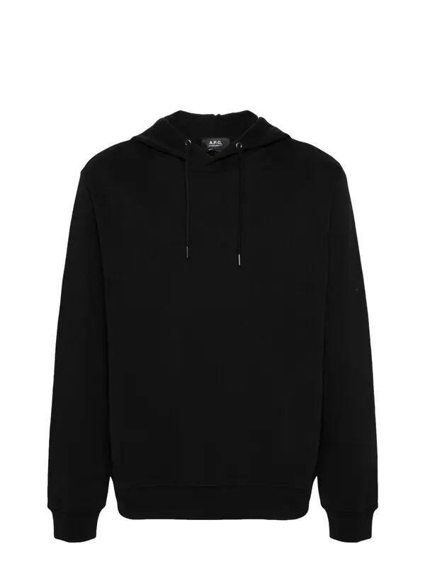 A.p.c. Logo Embroidered Cotton Hoodie - Black