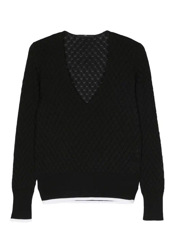 SAPIO V-neck Open Knit Jumper - Black
