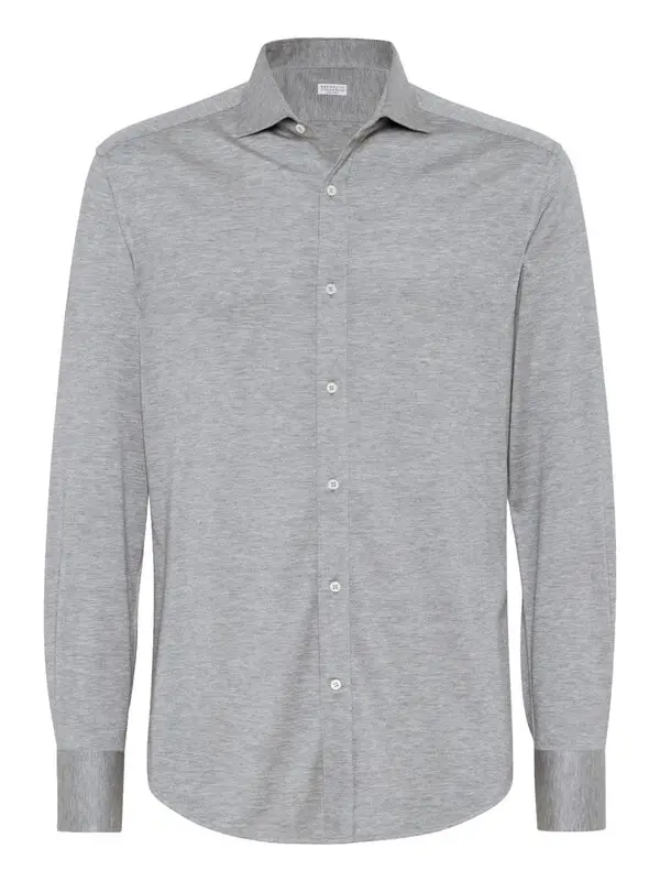 Brunello Cucinelli Silk-cotton Blend Shirt - Grey