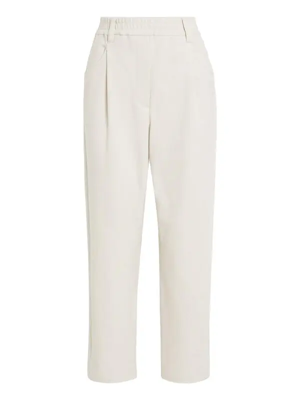 Brunello Cucinelli Cotton-blend Jersey Tapered Pants - Ecru