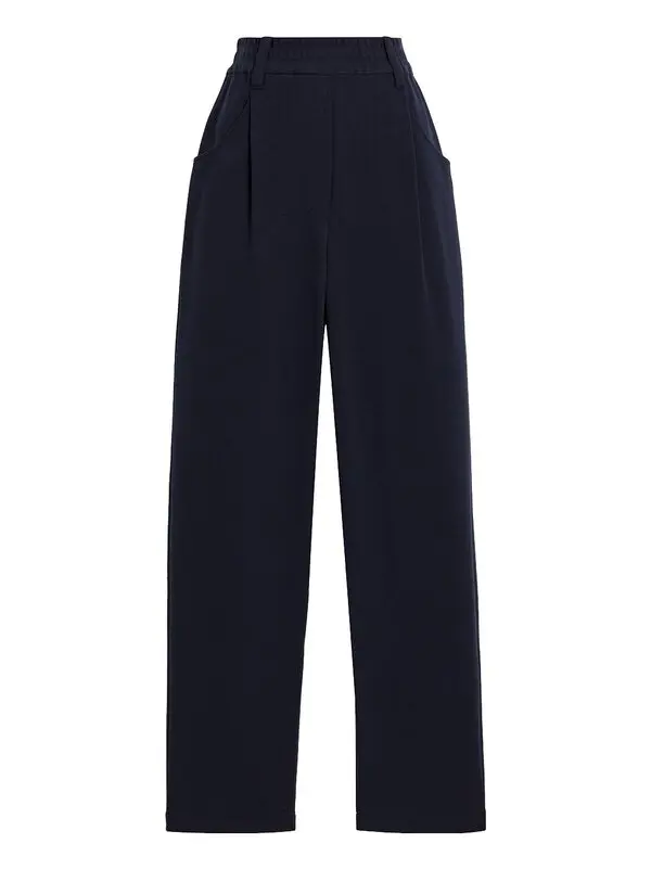 Brunello Cucinelli Cotton-blend Jersey Tapered Pants - Navy