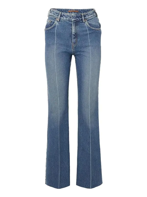 PETAR PETROV Frayed High-rise Flared Jeans - Mid Denim