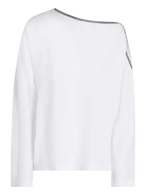 Brunello Cucinelli Embellished Silk Crepe De Chine Top - White