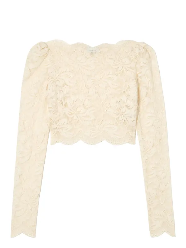Rabanne Scalloped Cropped Lace Top - White
