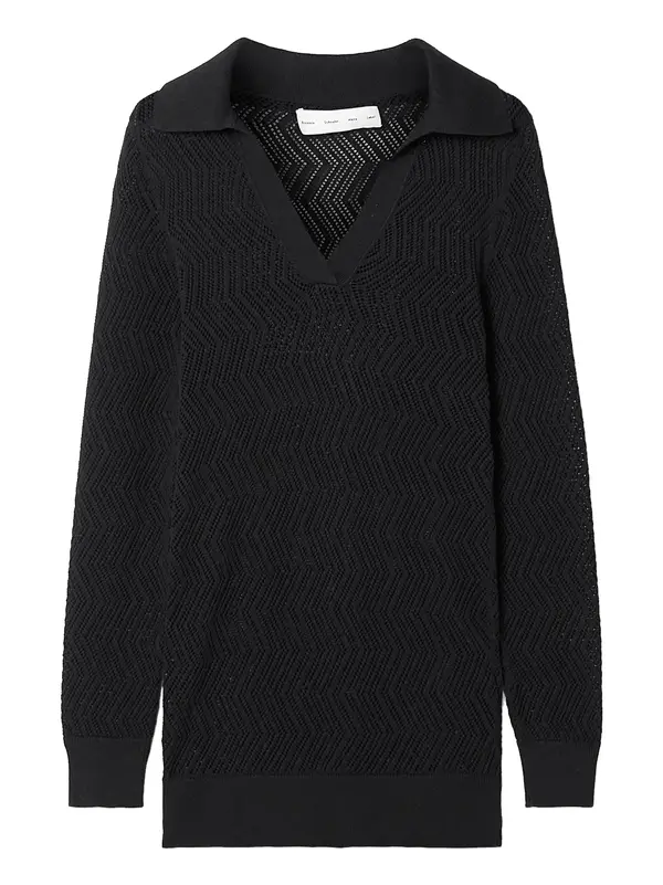 Proenza Schouler White Label Agnes Pointelle-knit Cotton Sweater - Black