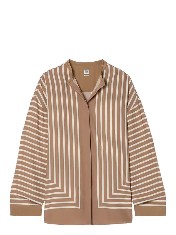 TOTEME Striped Silk-crepe Blouse - Brown