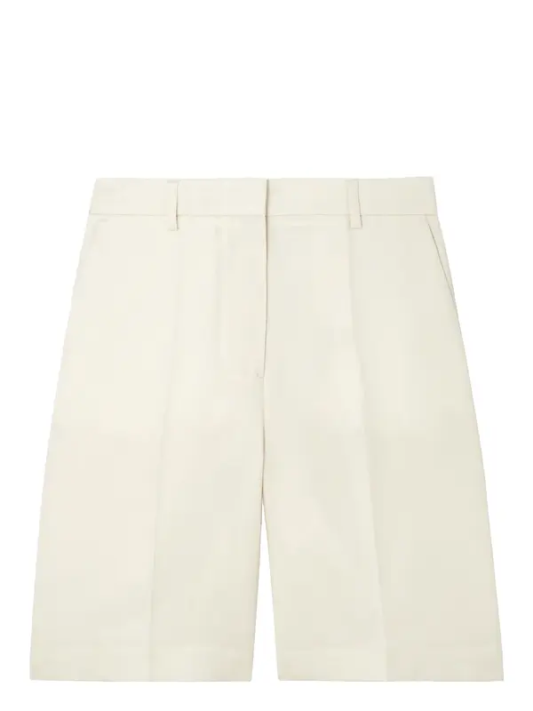 TOTEME Pleated Grain De Poudre Shorts - Off-white