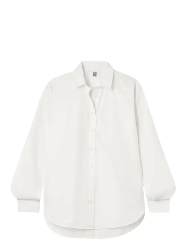 TOTEME Oversized Embroidered Organic Cotton-poplin Shirt - White