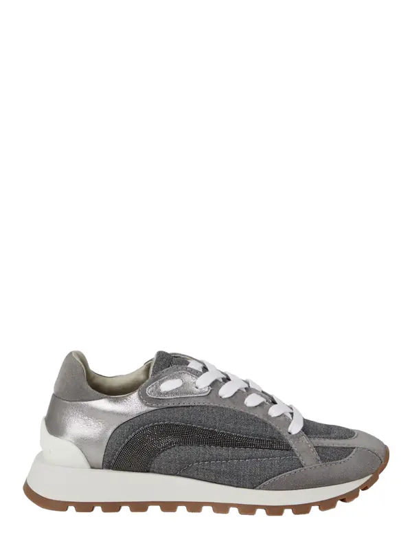 Brunello Cucinelli Monili-embellished Sneakers - Grey