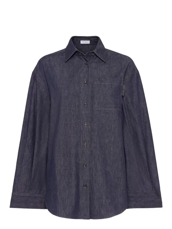 Brunello Cucinelli Point-collar Denim Shirt - Blue