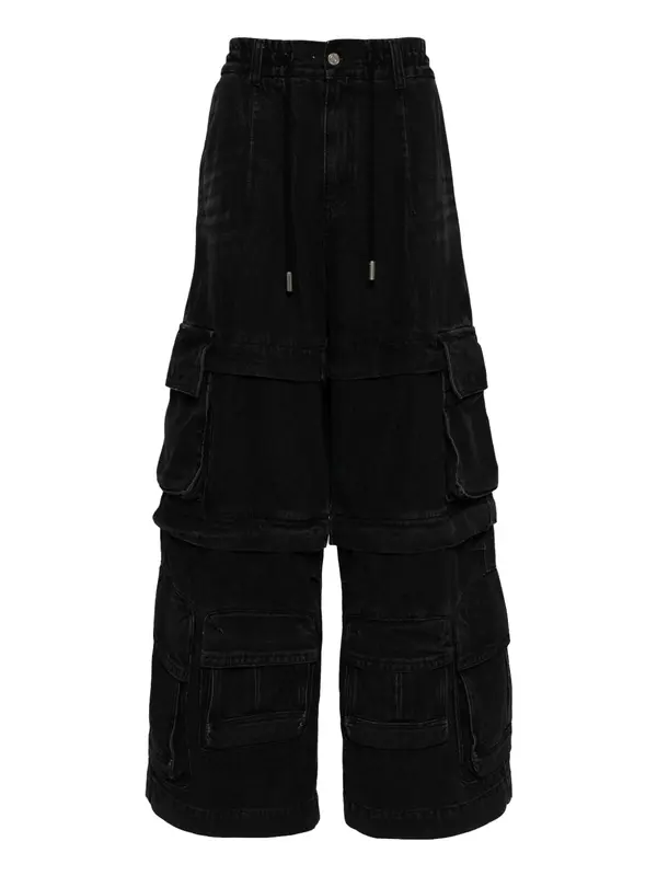 SONGZIO Denim Cargo Trousers - Black