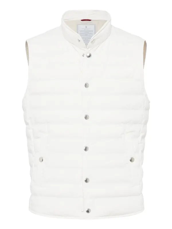 Brunello Cucinelli High-neck Gilet - White
