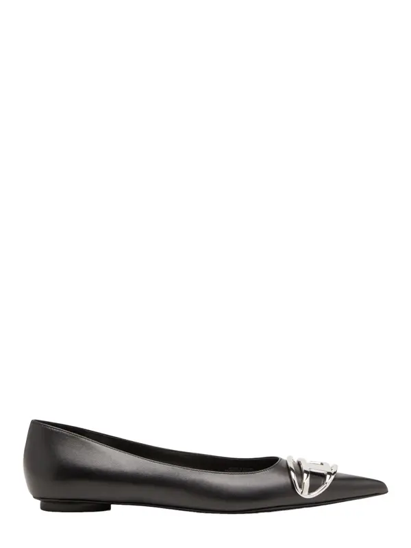 DIESEL D-venus Leather Ballerina Shoes - Black