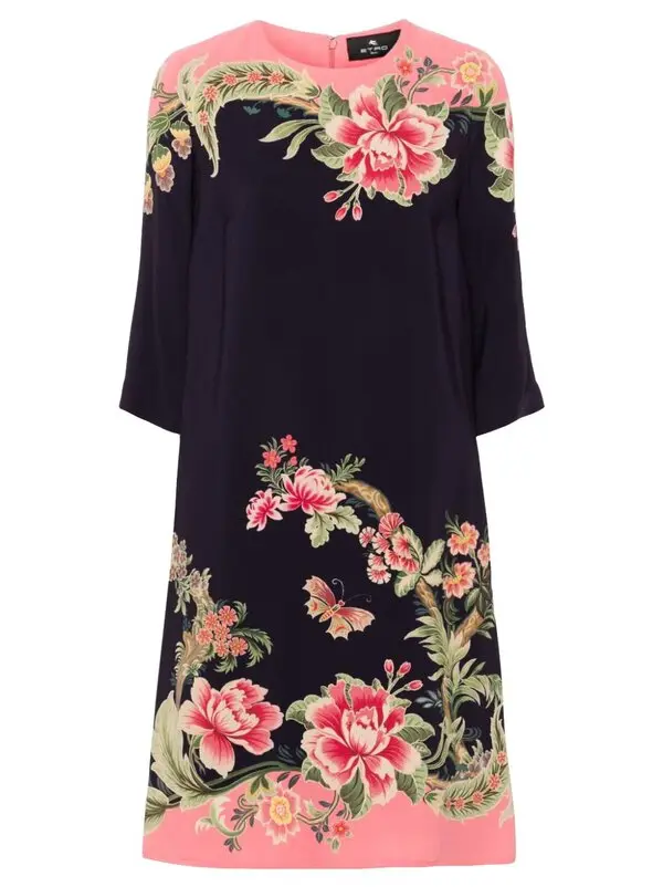 Etro Floral-print Silk Midi Dress - Blue