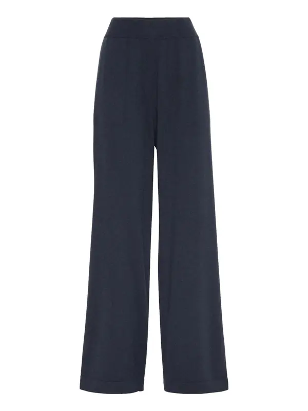Brunello Cucinelli Wide-leg Cashmere Track Pants - Blue