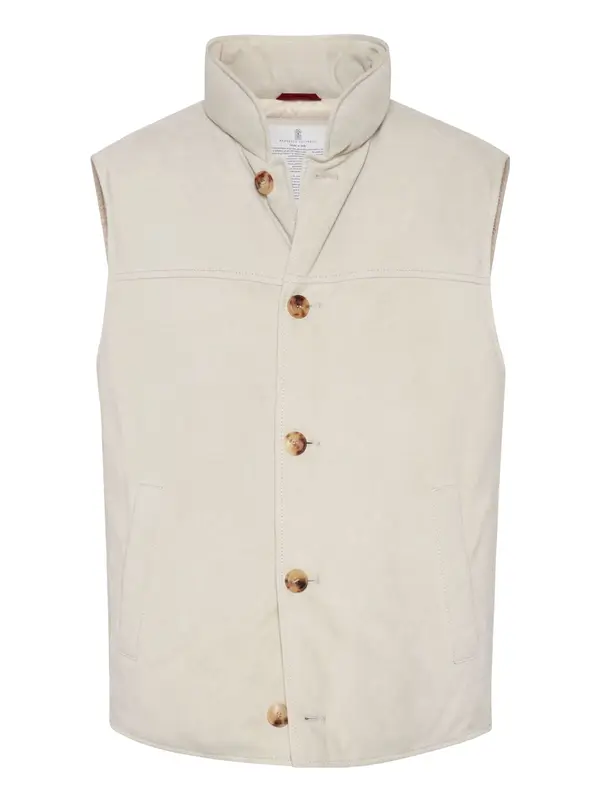 Brunello Cucinelli Padded Leather Vest - Neutrals