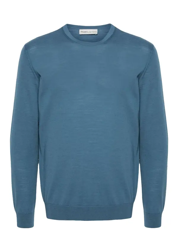 MODES Fine-knit Merino Wool Jumper - Blue