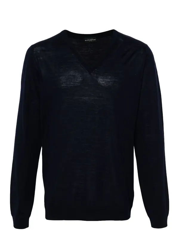BALLANTYNE V-neck Wool Jumper - Blue