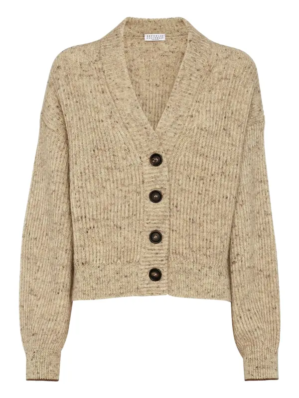 Brunello Cucinelli Mélange Wool-blend Cardigan - Neutrals