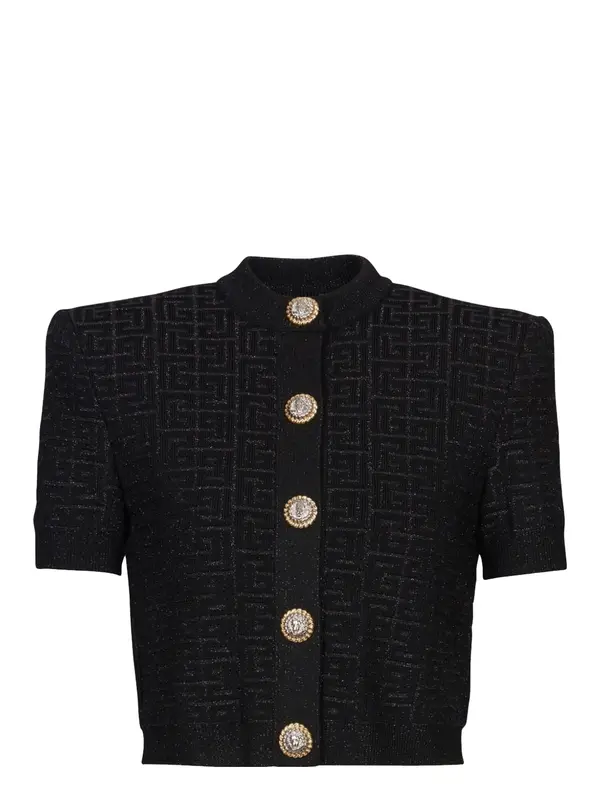 Balmain Pb Labyrinth Cropped Cardigan - Black