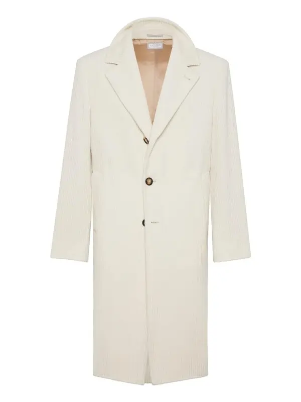 Brunello Cucinelli Long Ribbed Cashmere Coat - Neutrals