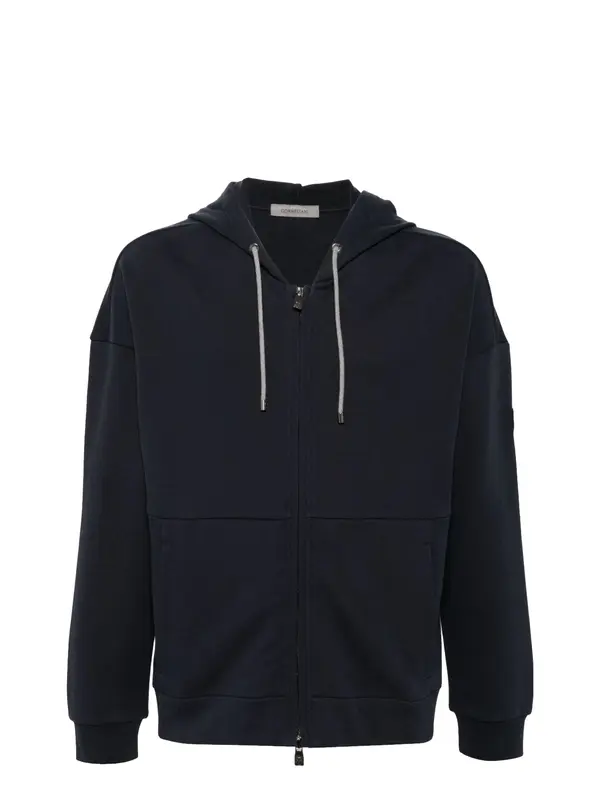 Corneliani Zip-up Cotton Hoodie - Blue