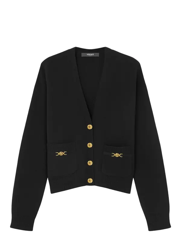 Versace Medusa-plaque V-neck Cardigan - Black