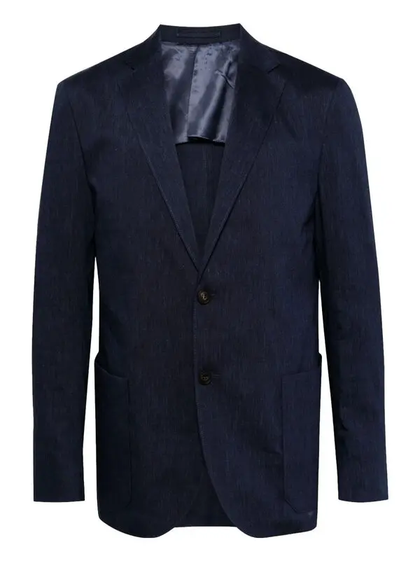Corneliani Mélange-effect Single-breasted Blazer - Blue