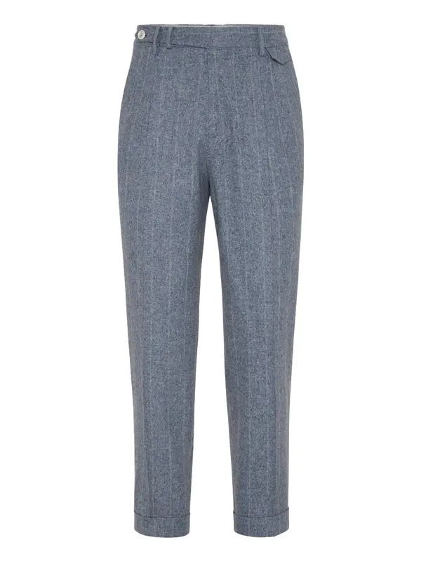 Brunello Cucinelli Striped Tapered Trousers - Blue