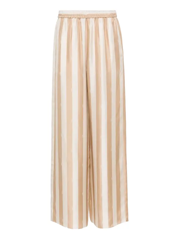 Fendi Pequin-stripe Silk Palazzo Pants - Neutrals