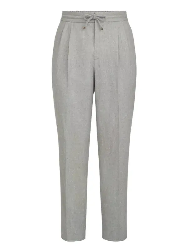 Brunello Cucinelli Pressed-crease Wool Trousers - Grey