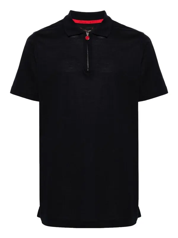 Kiton Half-zip Piqué Polo Shirt - Blue