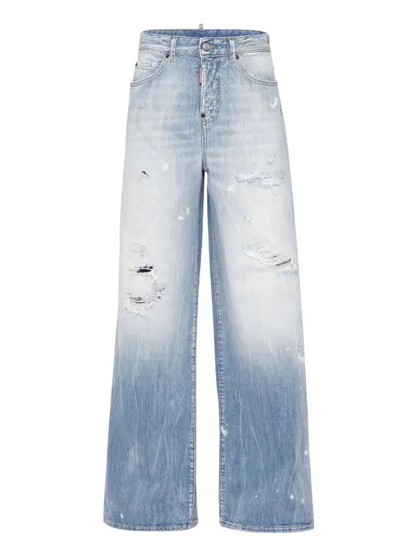 Dsquared2 Distressed Wide-leg Jeans - Blue